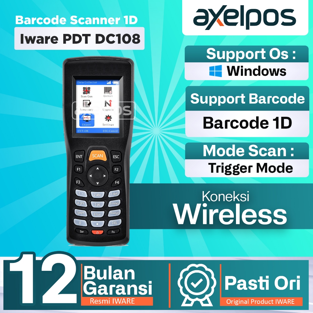 Jual Axelpos Barcode Scanner PDT 1D Wireless - Iware DC108 / DC-108 ...