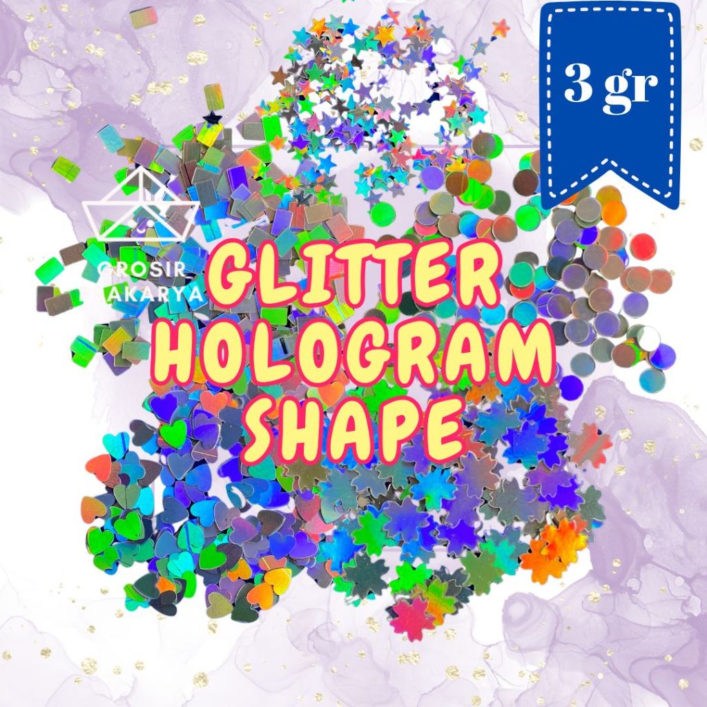 Jual Glitter Hologram Shaped 3gr 3 GR Gliter Holo Accessories Warna ...