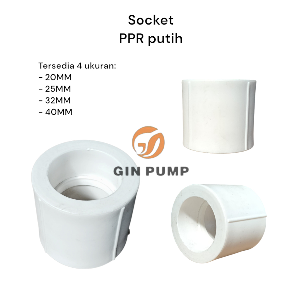 Jual Socket PPR putih , SOK fitting pipa polos 20mm, 25mm, 32mm, 40mm ...
