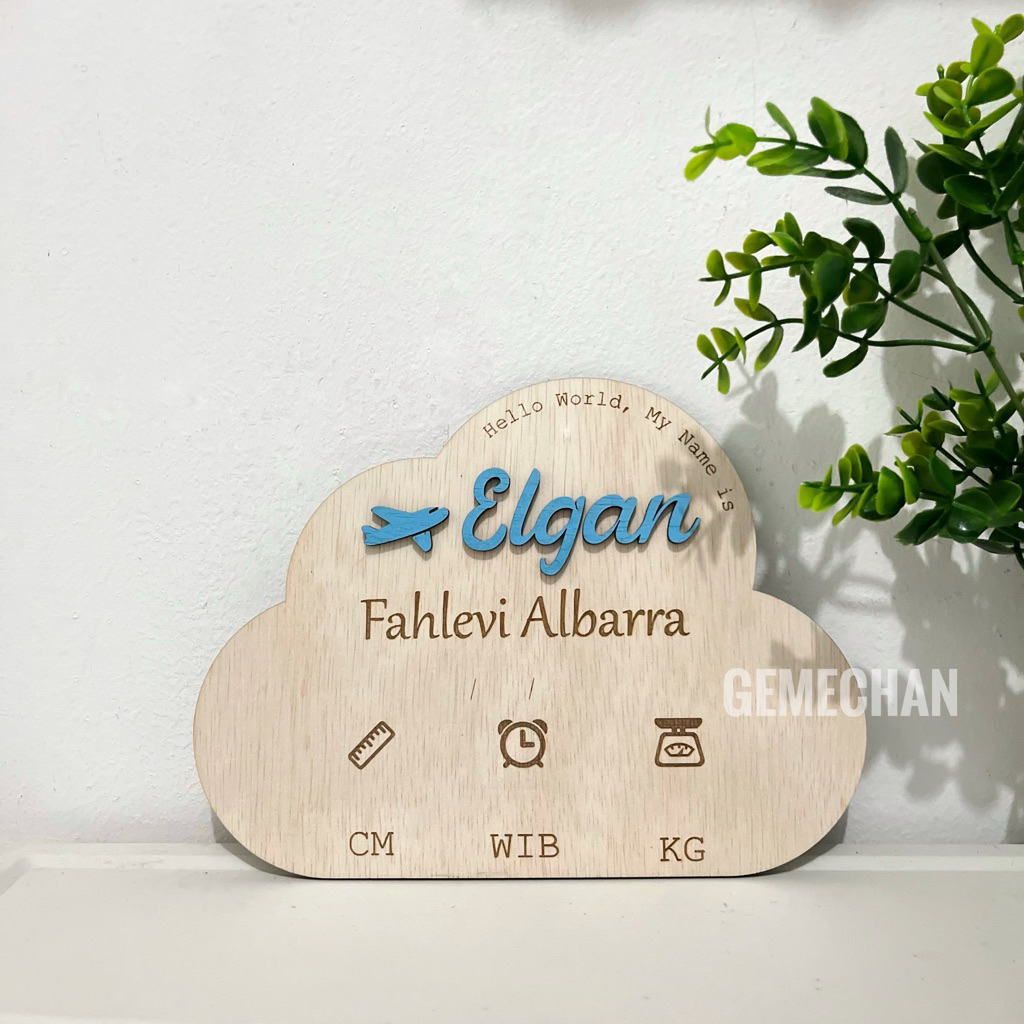 Jual BABY BOARD AWAN | PAPAN NAMA BAYI NEWBORN | Shopee Indonesia
