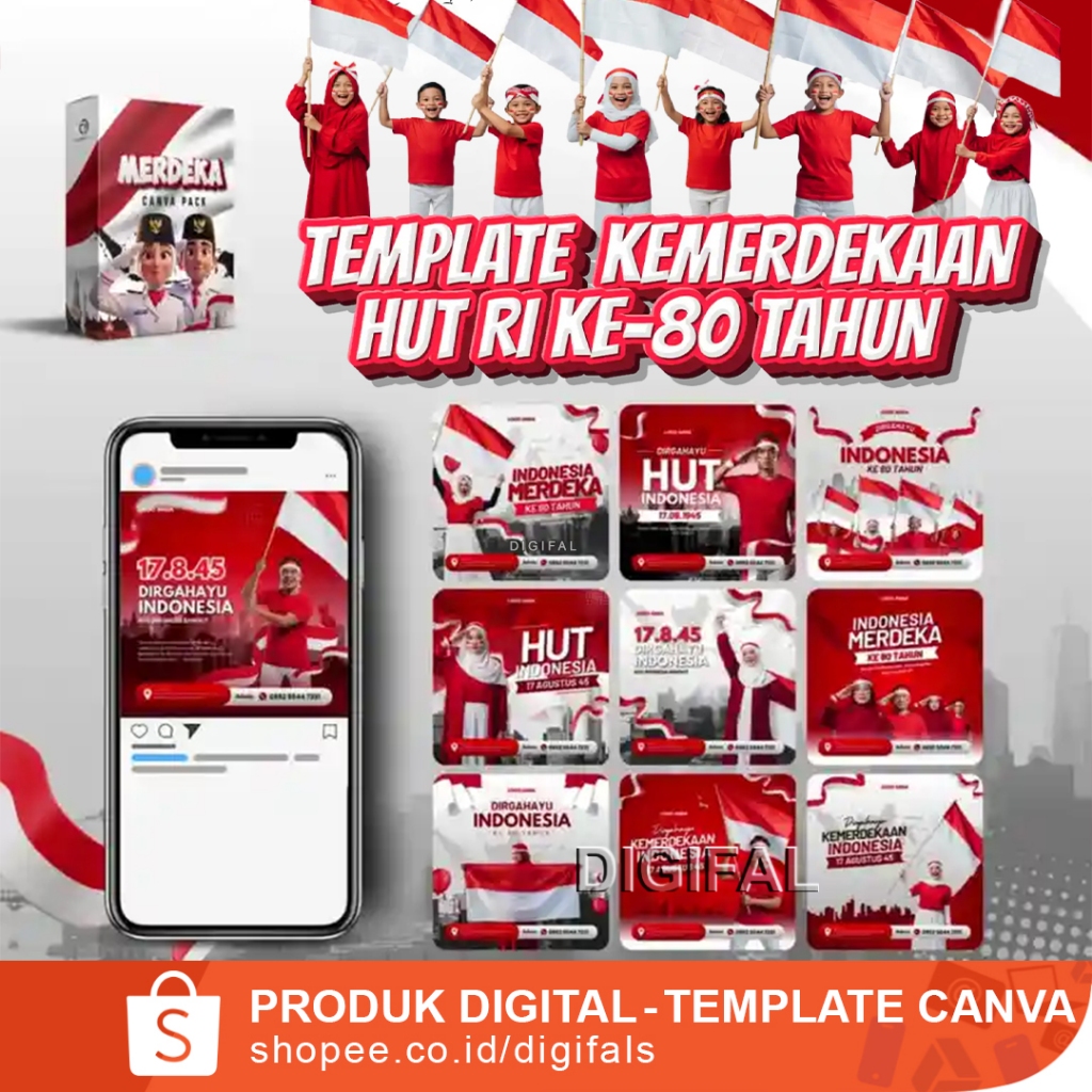 Jual Ratusan Desain Terbaru tema HUT RI KE-80. Template spanduk, Video/Foto Ucapan, poster ...