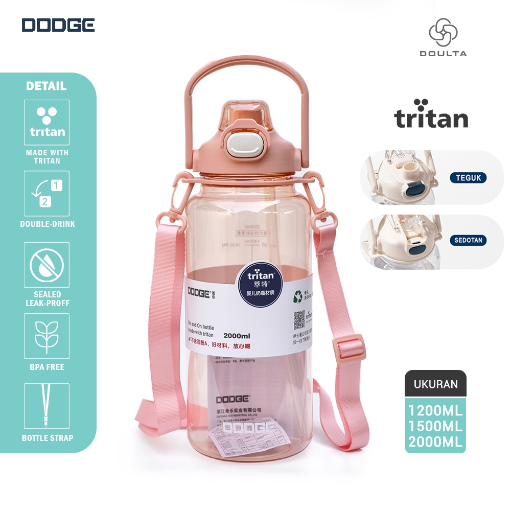 Jual DODGE Botol Minum Tritan 1200ml 1500ml 2000ml | BPA Free | Bening ...
