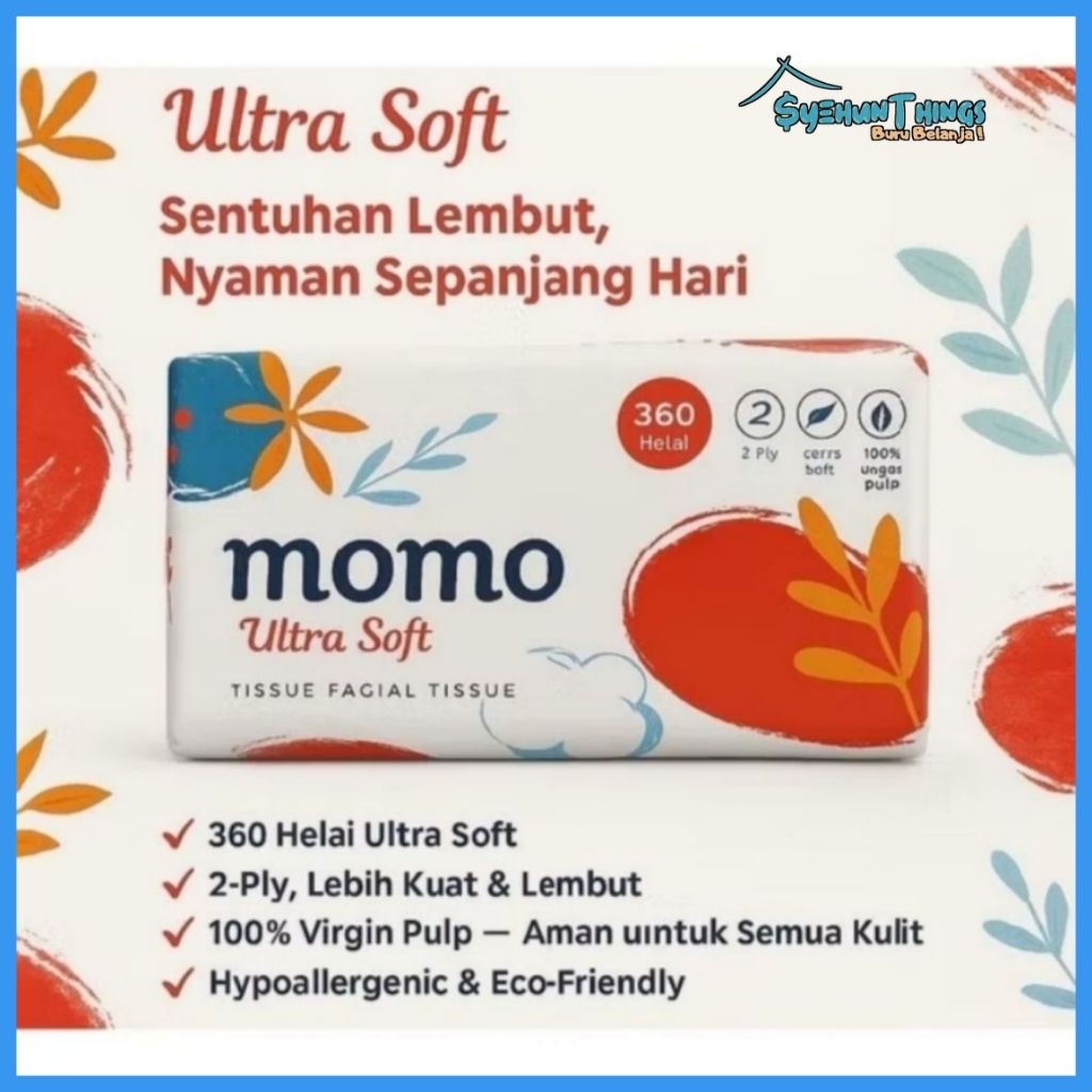 Jual (2 Pcs ) Tisu Momo Ultra Soft 360 Helai/ Momo Facial Tissue 2 ply ...