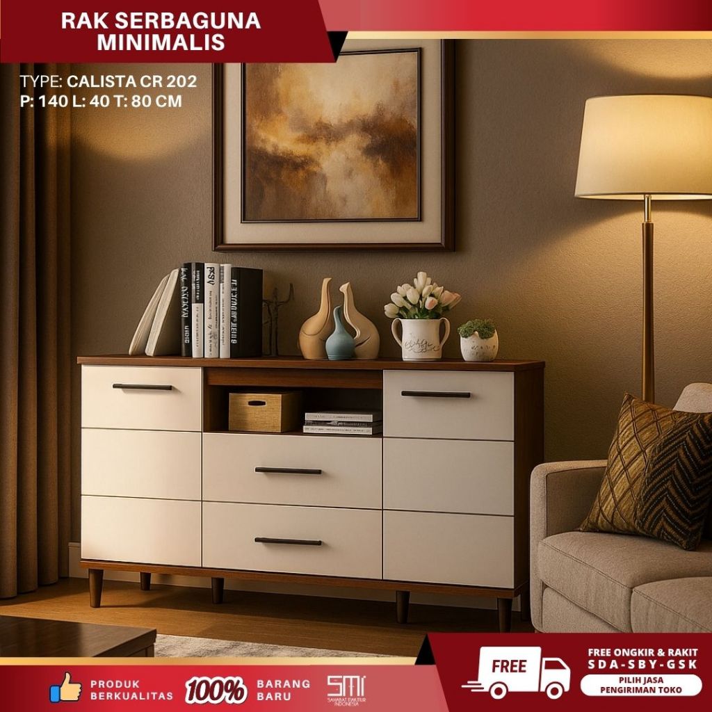 Jual Buffet Calista CR 202 / Rak TV & Lemari Serbaguna Minimalis Kabinet Credenza Aesthetic ...
