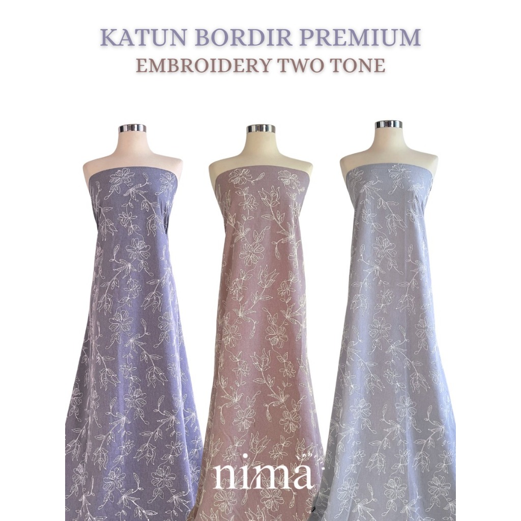 Jual 1/2 Meter Kain Katun Bordir Premium Embroidery Two Tone - Tebal ...