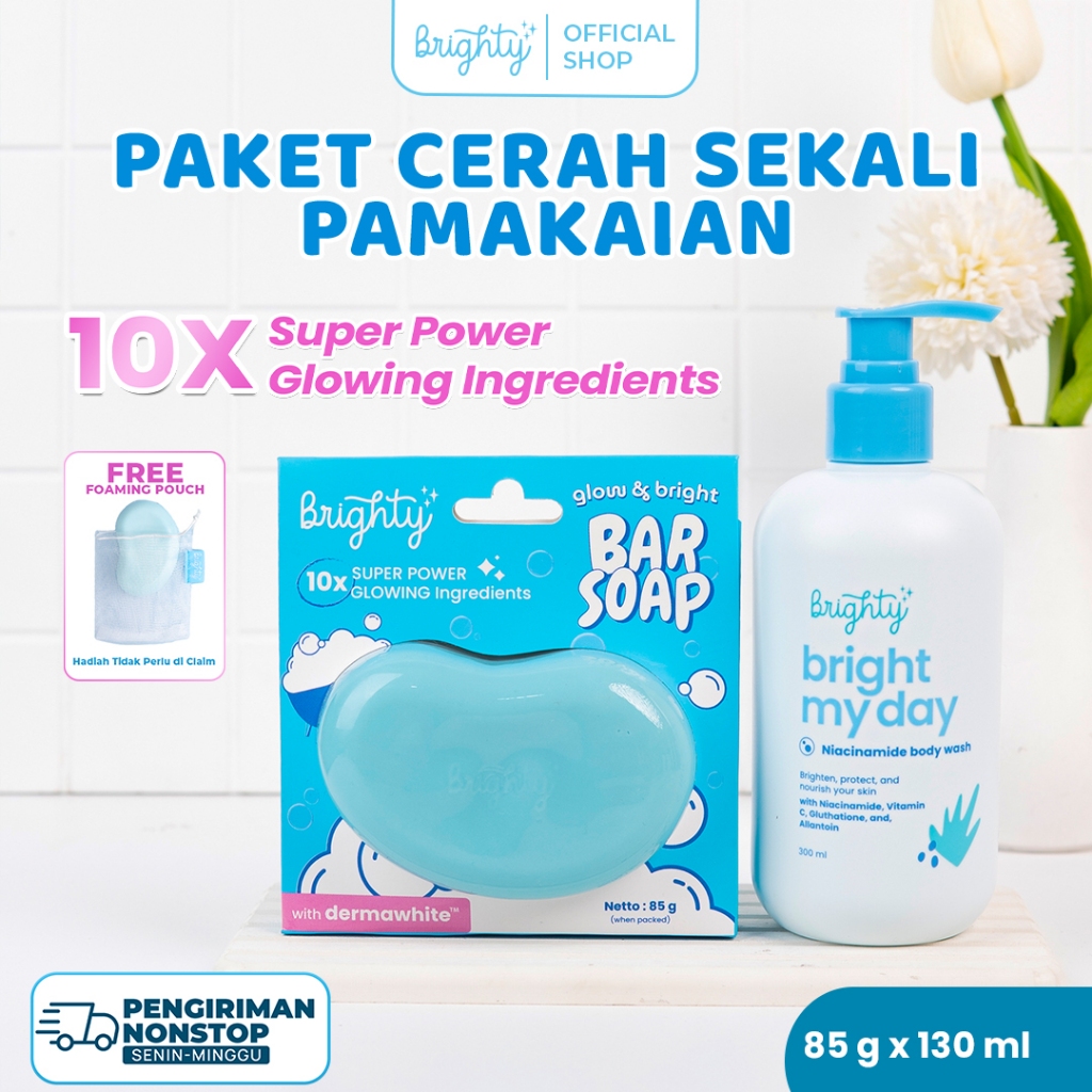 Jual Brighty Glow & Bright Bar Soap X My Day BMD Niacinamide Body Wash ...