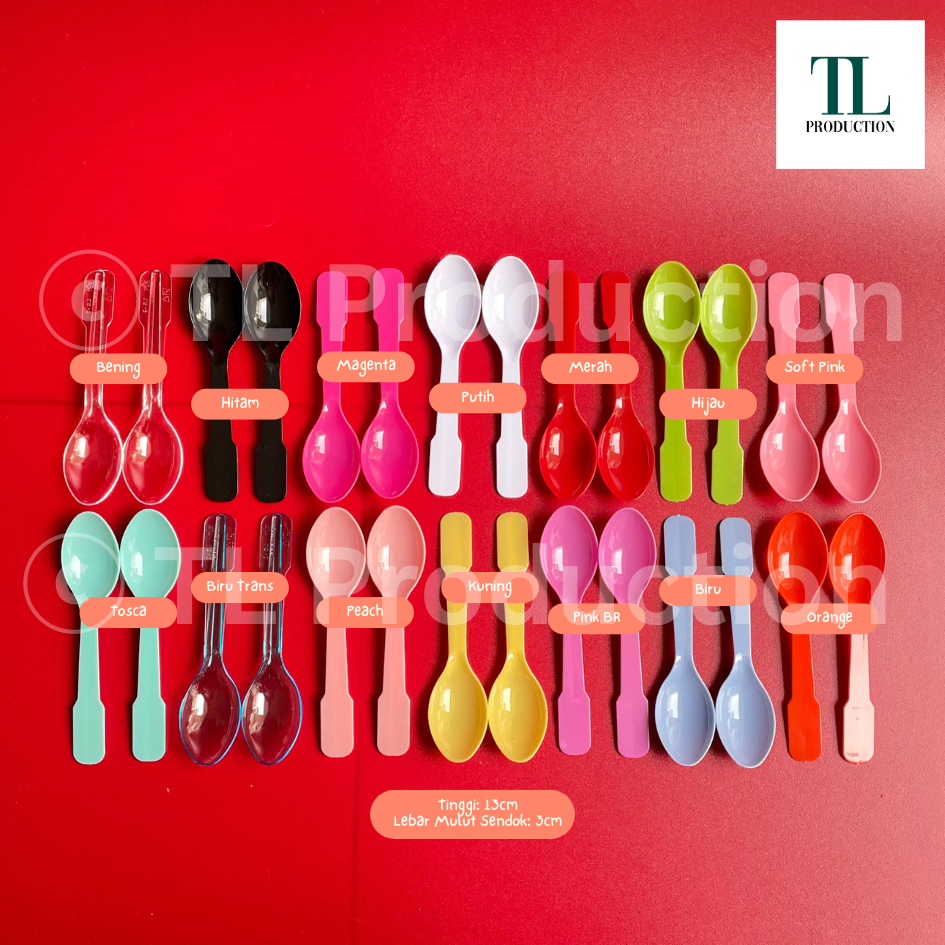 Jual 100pcs Sendok Ice Cream Plastik Besar / Sendok Puding Plastik ...