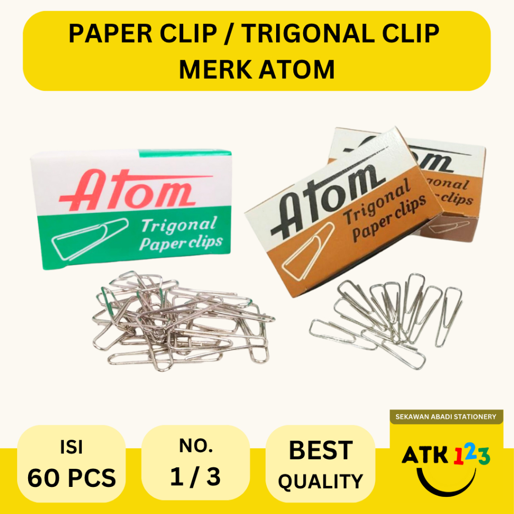 Jual ATOM Penjepit Kertas Paper Clip / Trigonal Clip Atom No.3 | Shopee ...