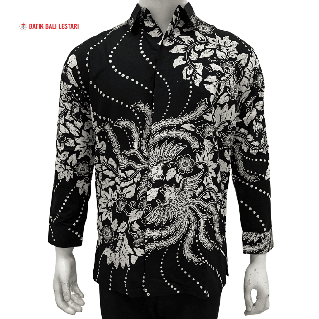Jual Batik Bali Lestari Batik Lengan Panjang Katun Hitam & Navy (BTP1 ...