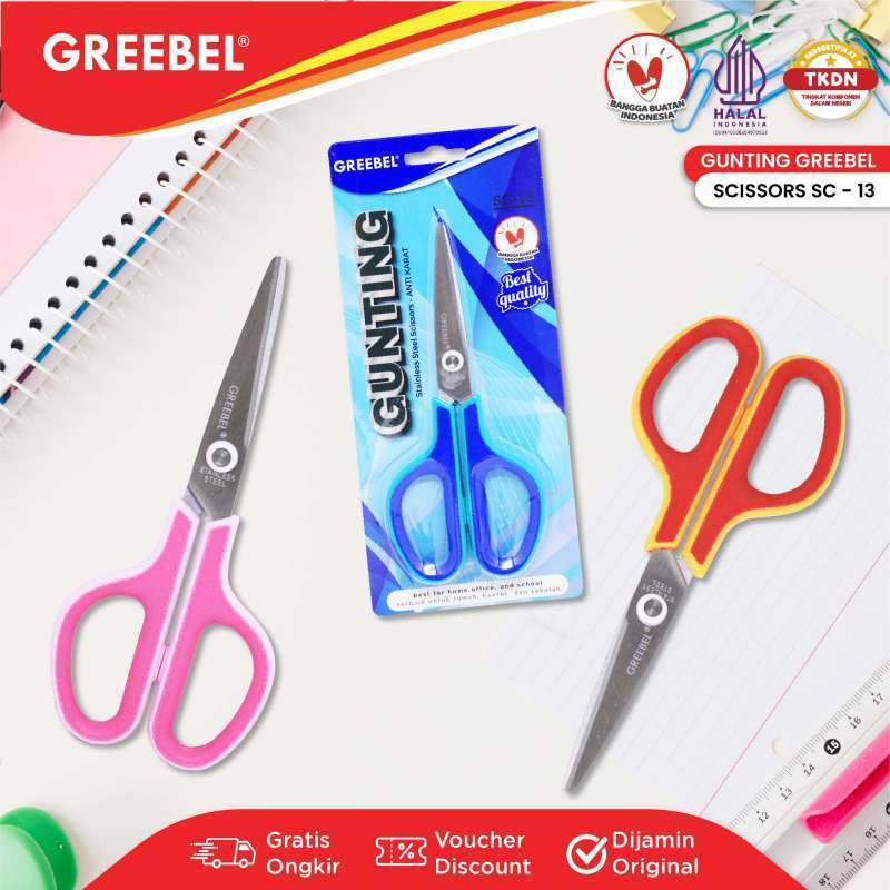Jual ( 1 BIJI ) GREEBEL Gunting Sedang Scissor (GUNTING SC-13 ...