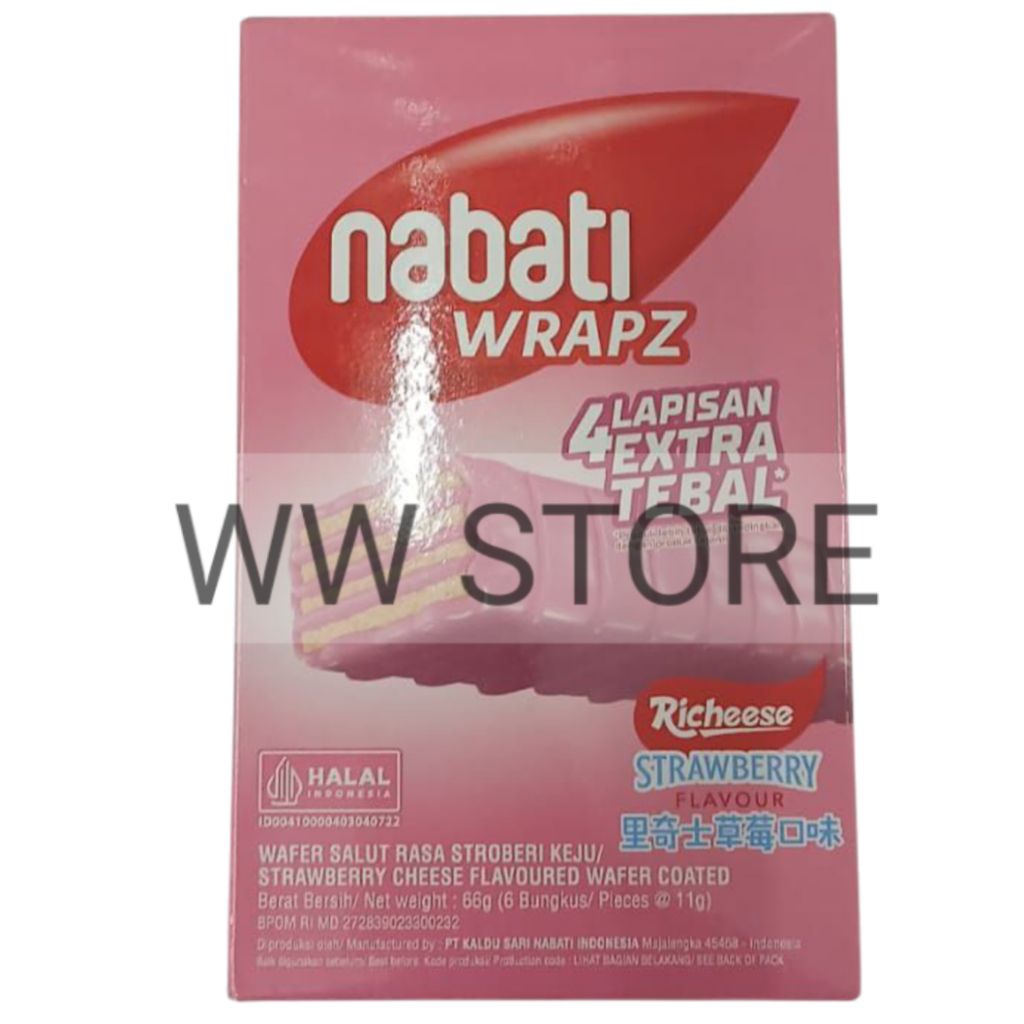 Jual Wafer salut rasa stroberi keju halal MUI nabati WRAPZ Richeese ...
