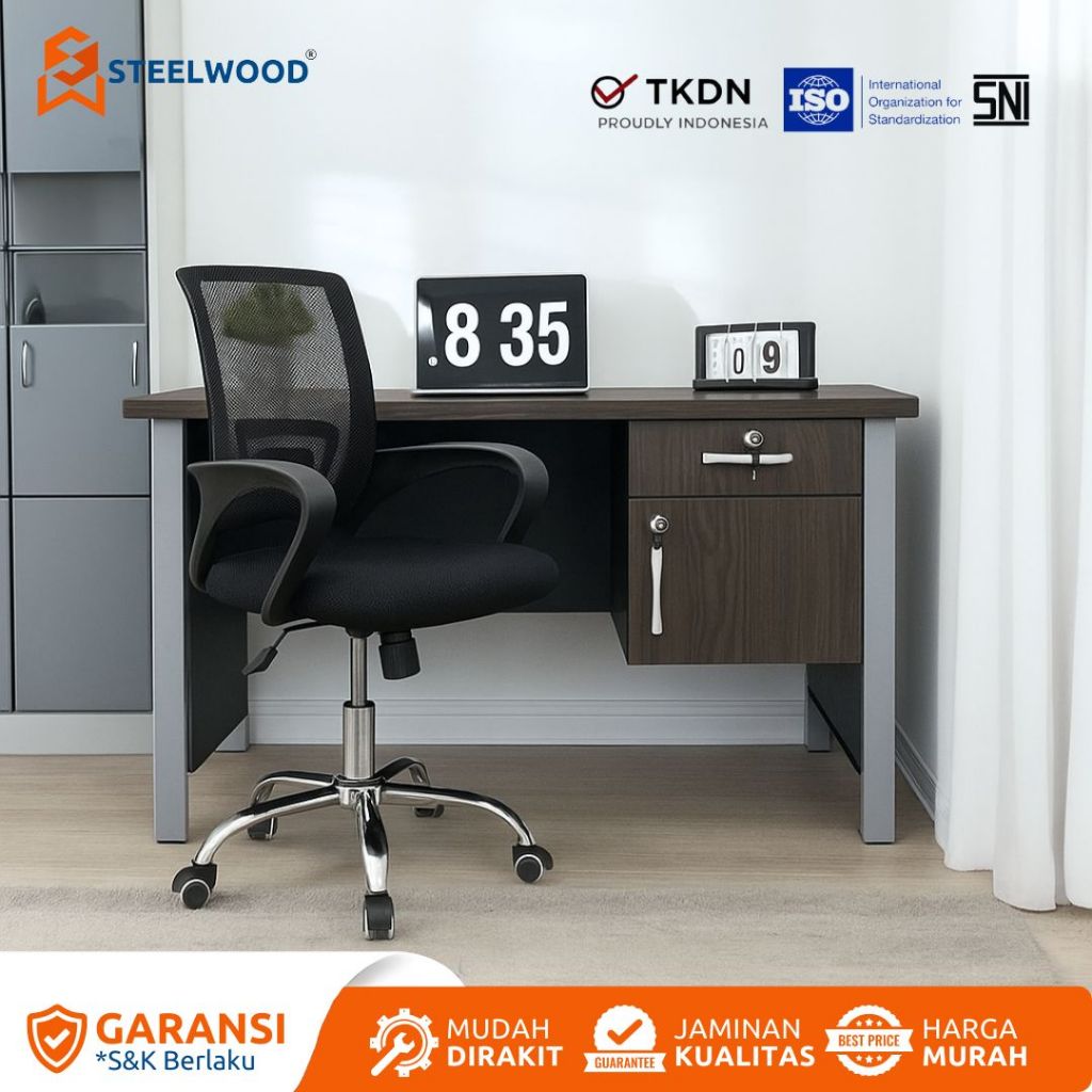 Jual STEELWOOD || MEJA KANTOR/MEJA BELAJAR/MEJA KAYU/MEJA KAKI BESI ...