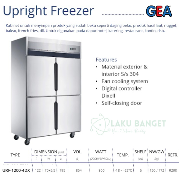 Jual Stainles Upright Freezer 4 Pintu GEA URF-1200-4DX / Freezer ...