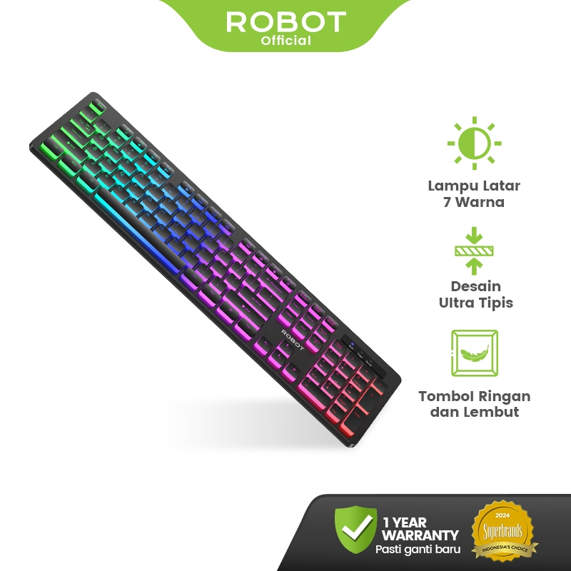 Jual ROBOT Keyboard Kabel RK40 Backlit RGB 7 Warna Ultra Tipis ...