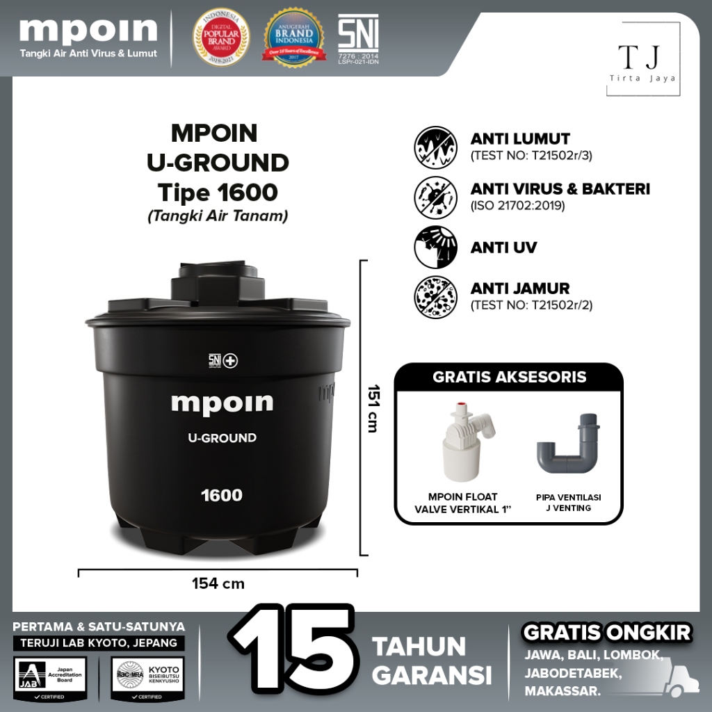 Jual Tandon Air MPOIN U Ground 1600 Liter Toren Air Tangki Air Tanam ...