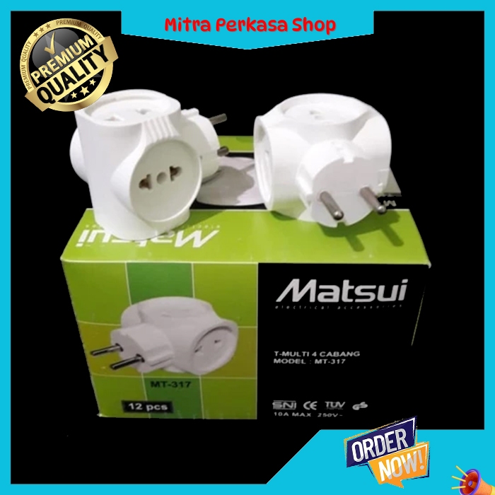 Jual Steker T Multi 4 Cabang Matsui MT-317 T mini Arde Stop Kontak SNI ...