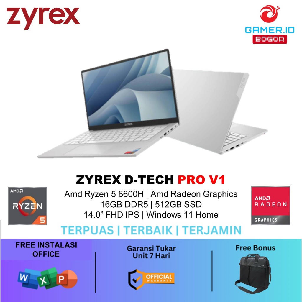 Jual Zyrex D-Tech Pro V1 Amd Ryzen 5 6600H 16gb 512gb Windows 11 14.0 ...