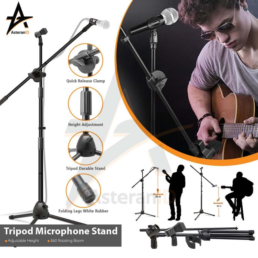 Jual Tripod Microphone Stand + 360 rotating boom arm Plus Mic holder ...