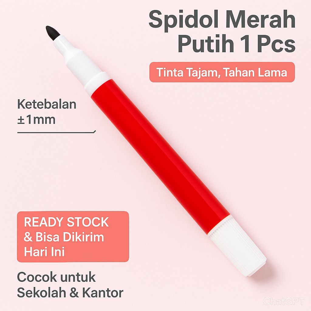 Jual Spidol Permanen Merah – Tinta Tajam & Tahan Lama (1 Pcs) | Shopee ...