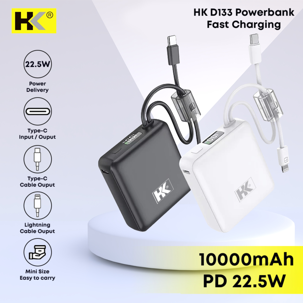Jual HK D133 Powerbank 10000mAh 22.5W PD Power Bank Fast Charging QC ...