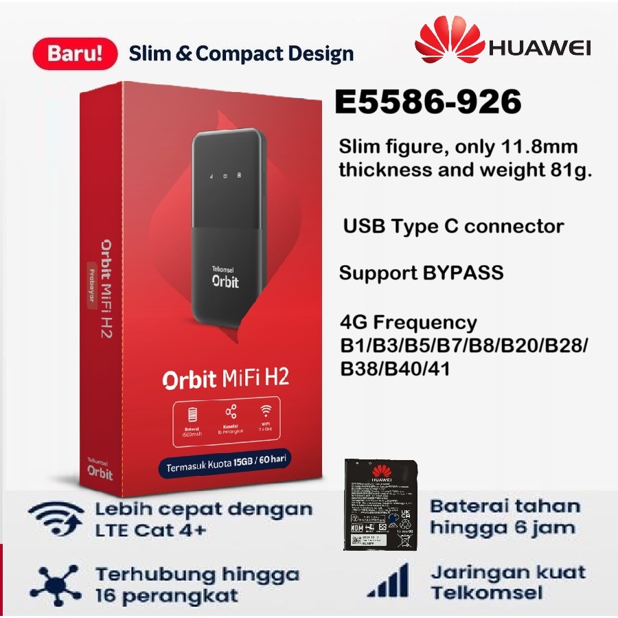 Jual Modem Wifi Portable Huawei E5586-926 Modem Unlocked Free Telkomsel ...