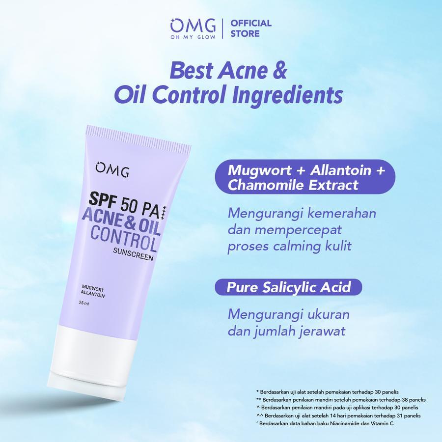 Jual OMG Oh My Glow Acne & Oil Control UV Barrier Sunscreen SPF50 PA++ 25ml | Mengandung Mugwort ...