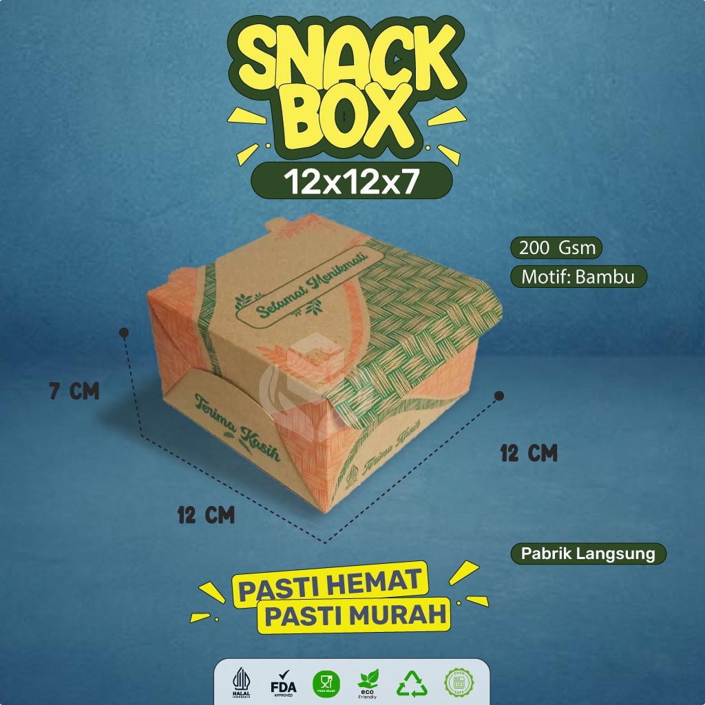 Jual Box Snack 12x12 Bahan 200 Gsm Dus 12x12 (B43K149-12X12x7 Cm ...