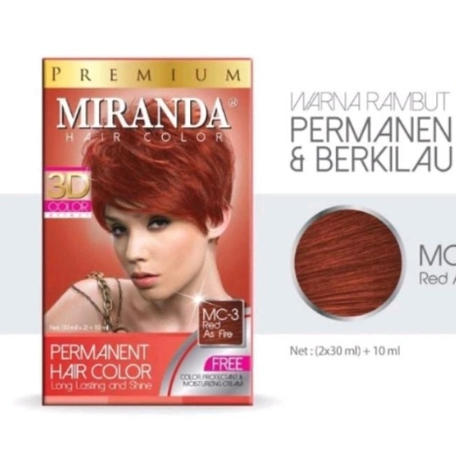 Jual CAT RAMBUT MIRANDA MC 3 PREMIUM RED AS FIRE | Shopee Indonesia