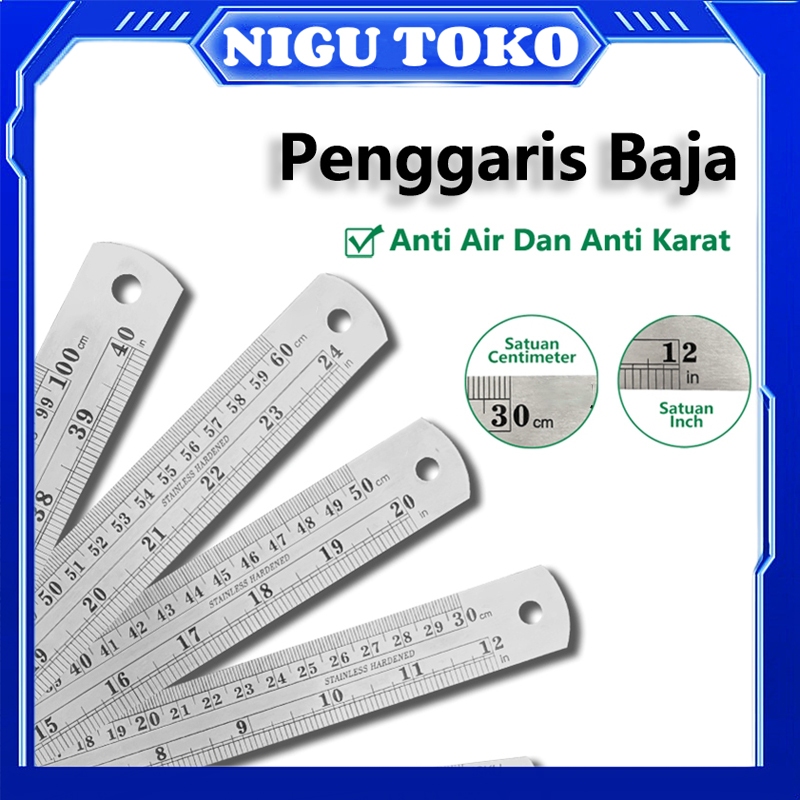 Jual Penggaris Besi 30/50/100cm Stainless Steel Ruler penggaris multifungsi Mistar / Ruller ...