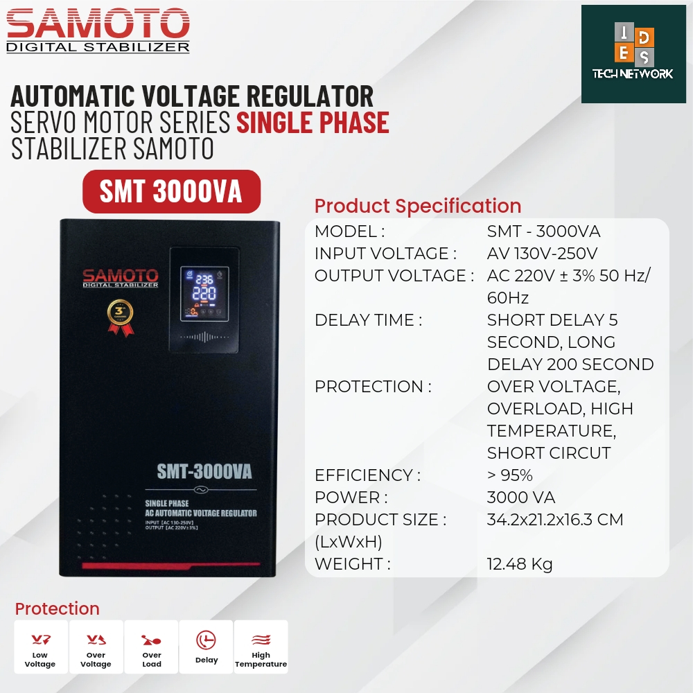 Jual Stabilizer Samoto SMT 3000VA Single Phase Servo Motor Stavolt ...
