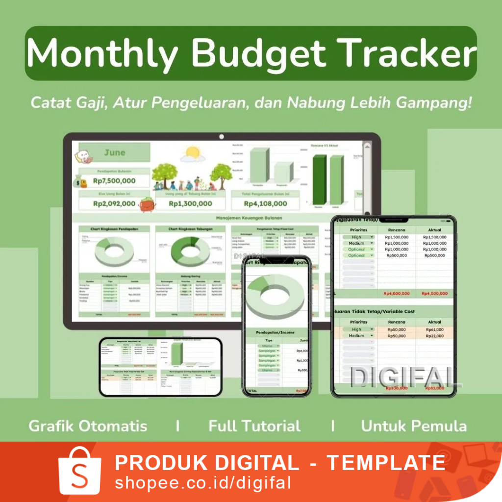 Jual Monthly Budget & Money Tracker – Template pengelolaan uang buIanan ...
