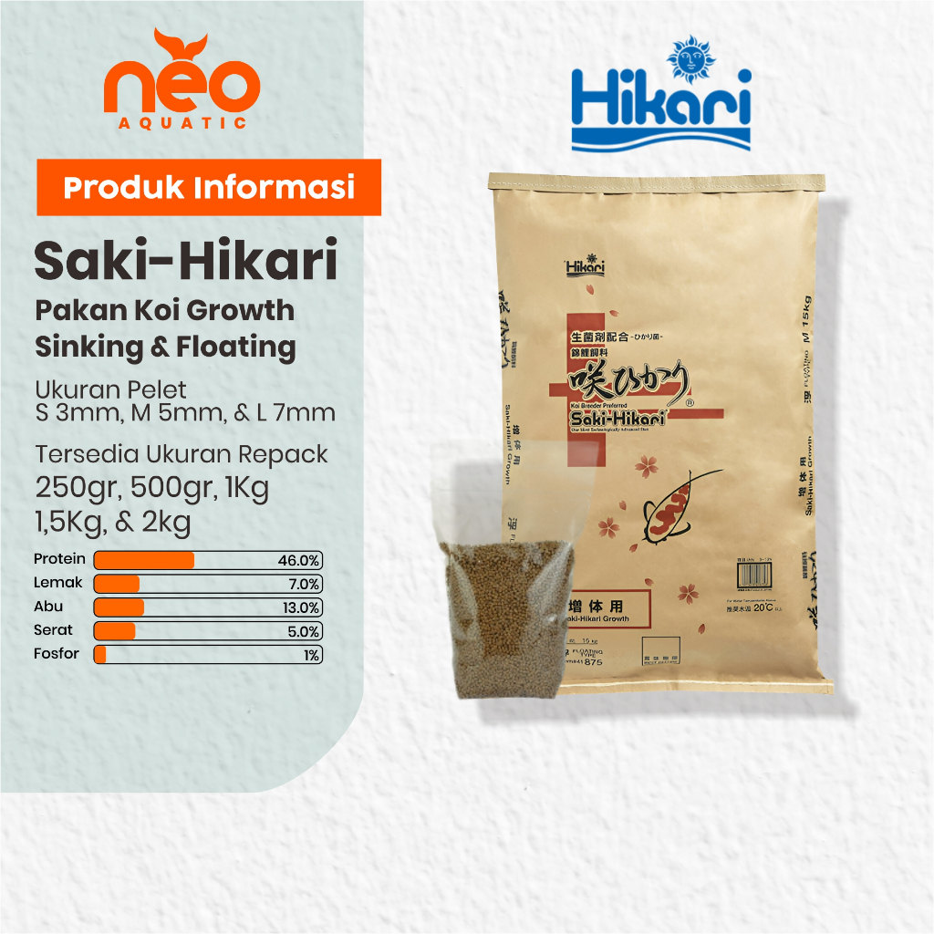 Jual REPACK SAKI HIKARI Koi Growth Pakan Ikan Koi Sinking/Tenggelam Dan ...