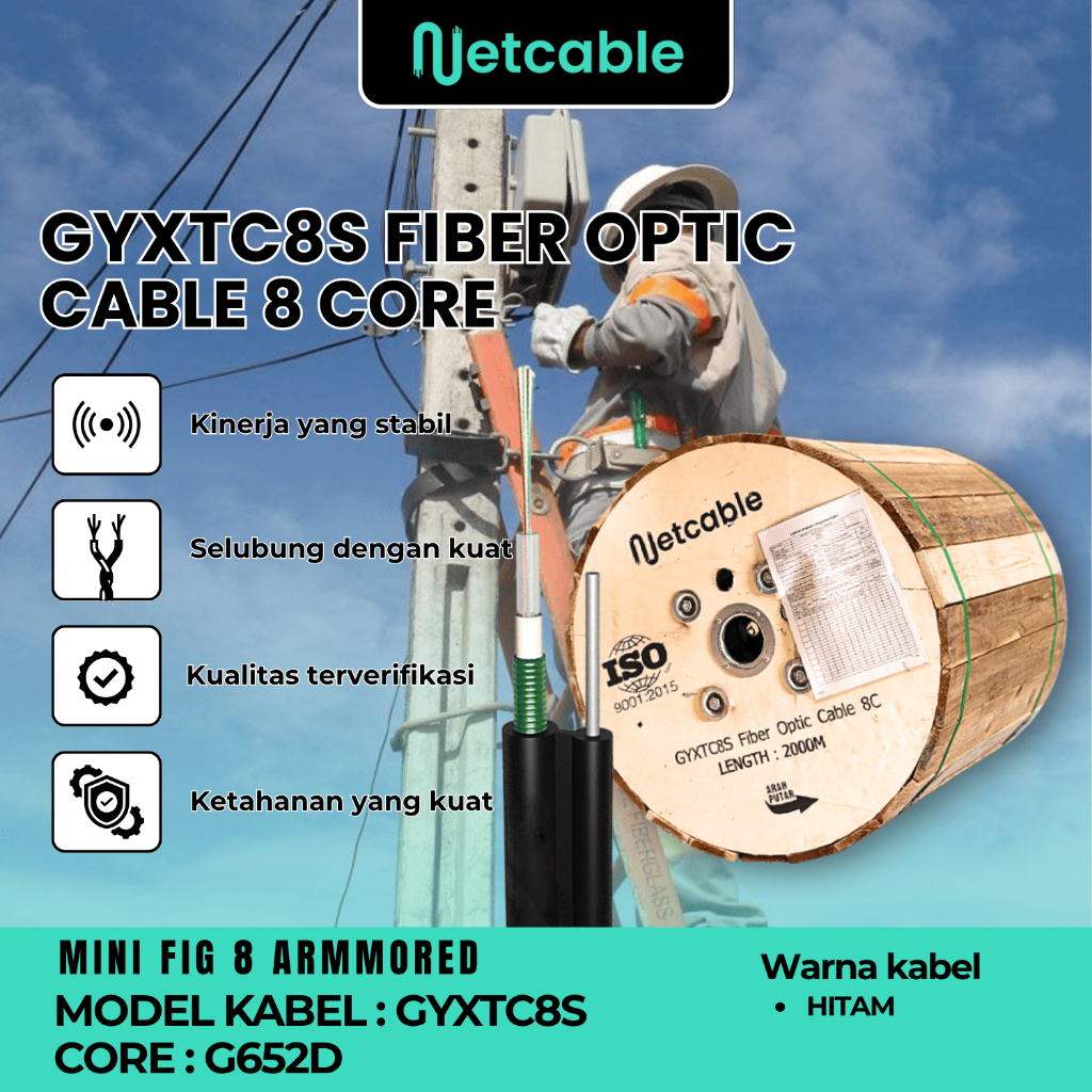 Jual NETCABLE Kabel Fiber Optik Mini Fig8 8 Core Armored 2KM | Kabel FO ...