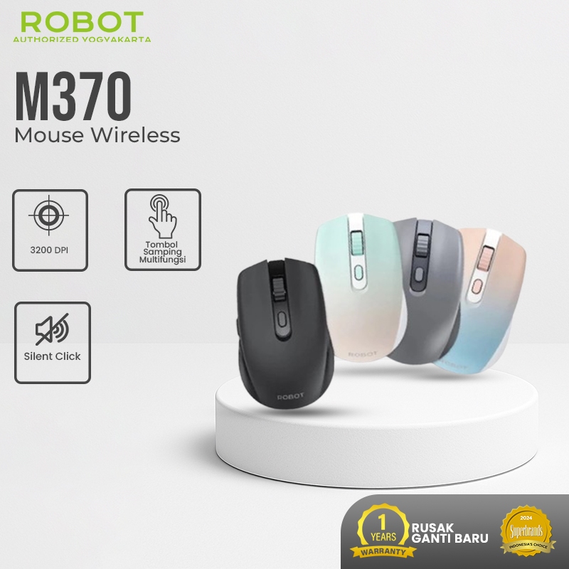 Jual ROBOT M370 Mouse Wireless Silent Click 2.4 GHz Optical 3200DPI ...