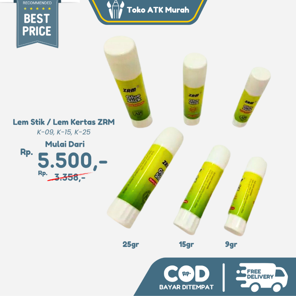 Jual Lem Stik 25gr ZRM - Glue Stick K-25 | Lem Kertas Sekolah & Kantor ...