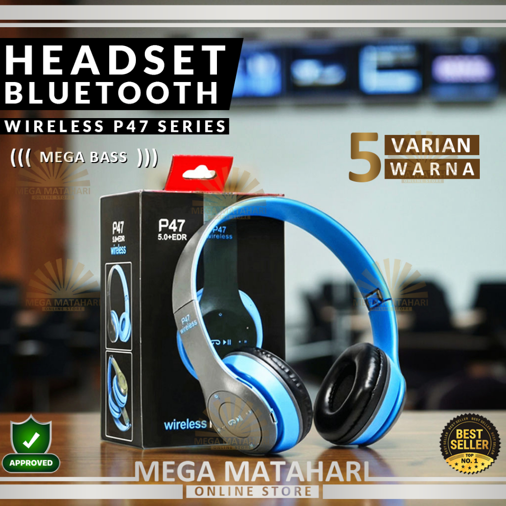Jual P47 Headphone Bluetooth Wireless | Super Bass Headset | Earphone ...
