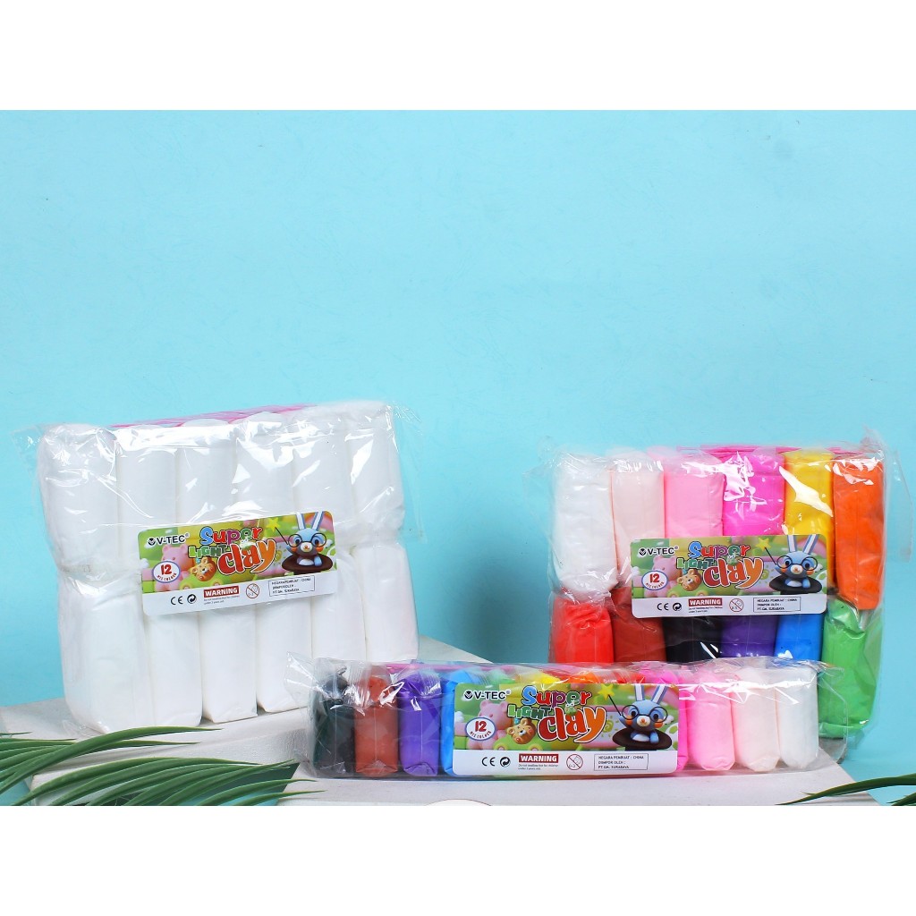 Jual V-Tec Super Light Clay Jumbo Besar 12 Warna 12480 Tanah Liat ...