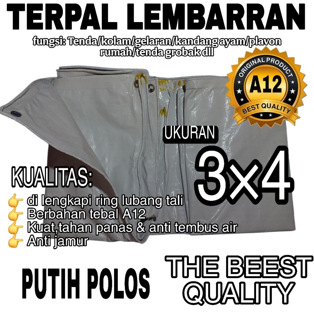 Jual TERPAL TENDA A12 Korea warna PUTIH POLOS kualitas waterproff kuat ...