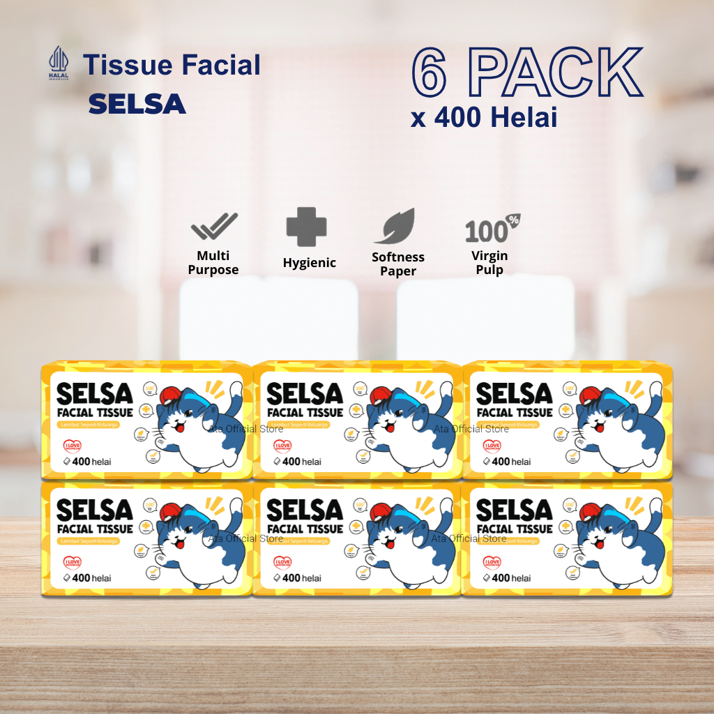 Jual (6 PACK) SELSA Facial Tissue Lembut 400 Helai - Tisu Wajah Lembut ...