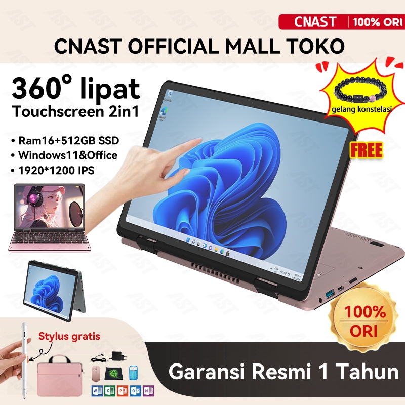 Jual CNAST Laptop Touchscreen pink murah 11" Mini Ram16+512GB SSD 360 ...