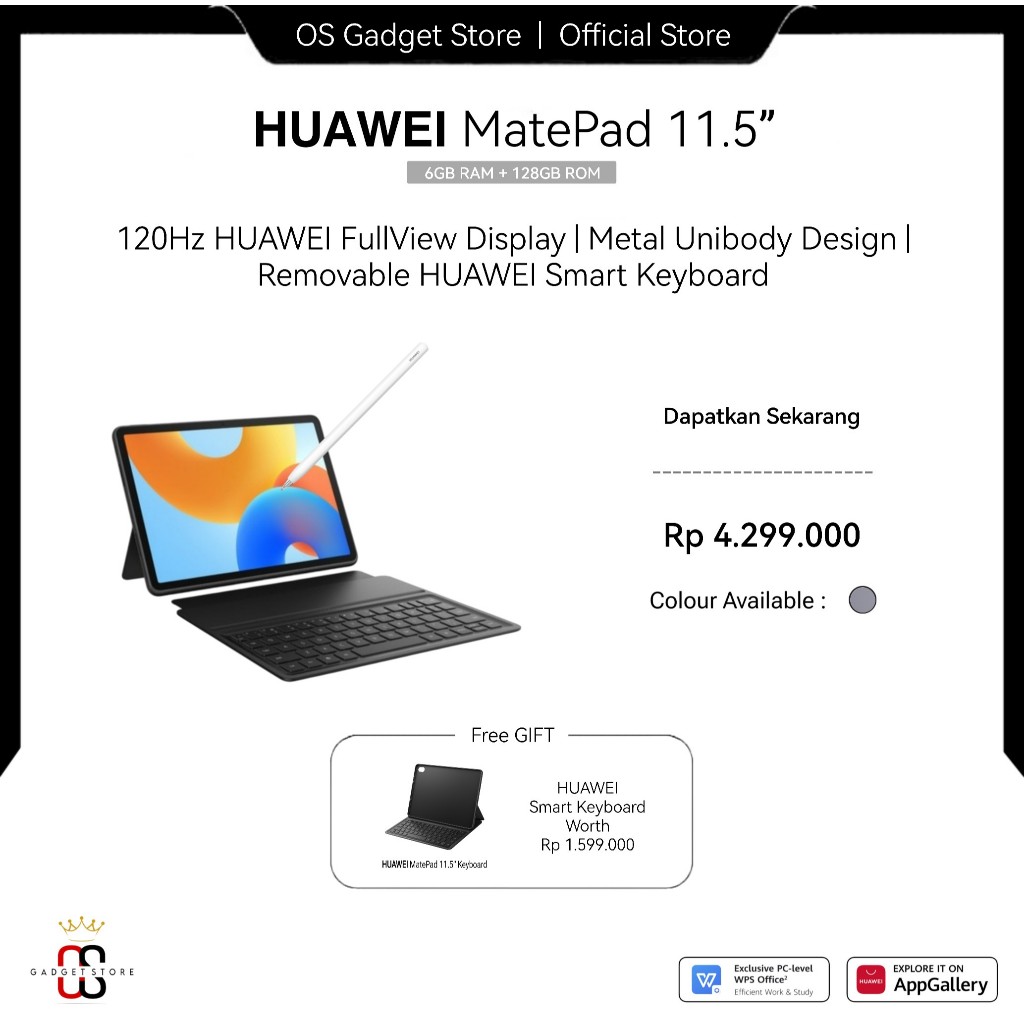 Jual HUAWEI MatePad 11.5” [ 6GB RAM + 128GB ROM ] | 120Hz FullView ...