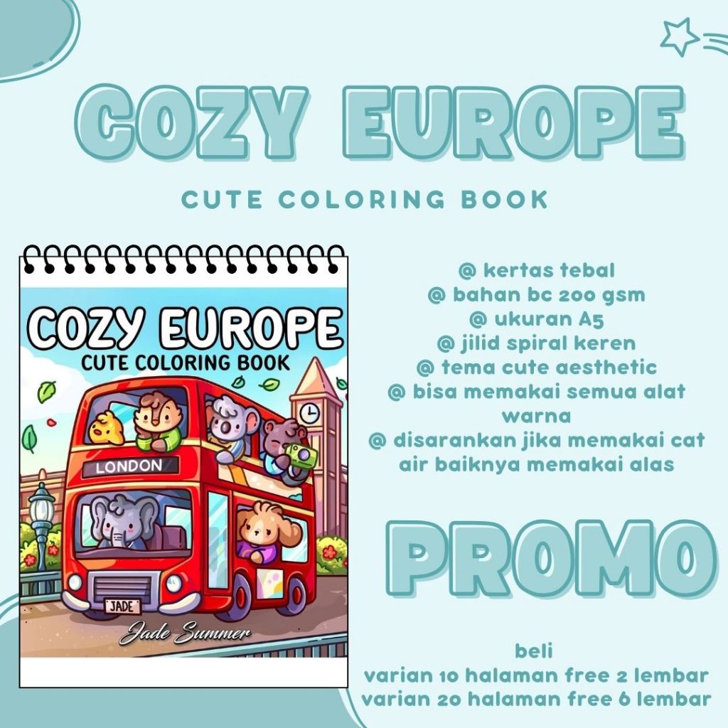 Jual Cozy Europe Cute Coloring Book Buku Mewarnai Anak Remaja Dewasa ...