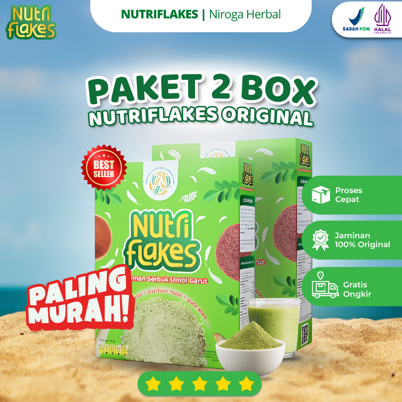 Jual [𝐏𝐑𝐎𝐌𝐎 𝐒𝐏𝐄𝐒𝐈𝐀𝐋] 𝐏𝐀𝐊𝐄𝐓 𝟐 𝐁𝐎𝐗 𝐍𝐔𝐓𝐑𝐈𝐅𝐋𝐀𝐊𝐄𝐒 Sereal Umbi Garut Ampuh Mengatasi Masalah Lambung ...