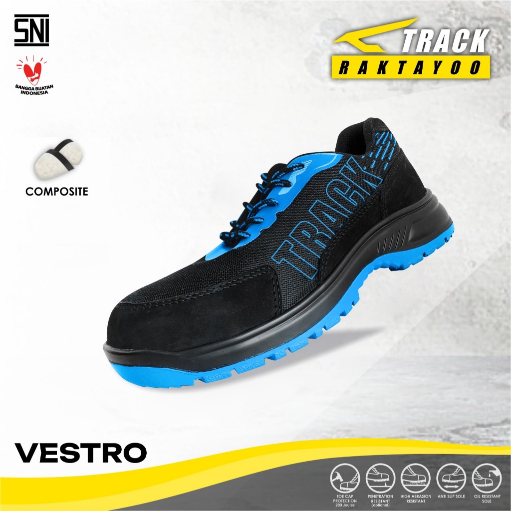 Jual Sepatu Safety VESTRO Track Premium Blue Biru | Shopee Indonesia