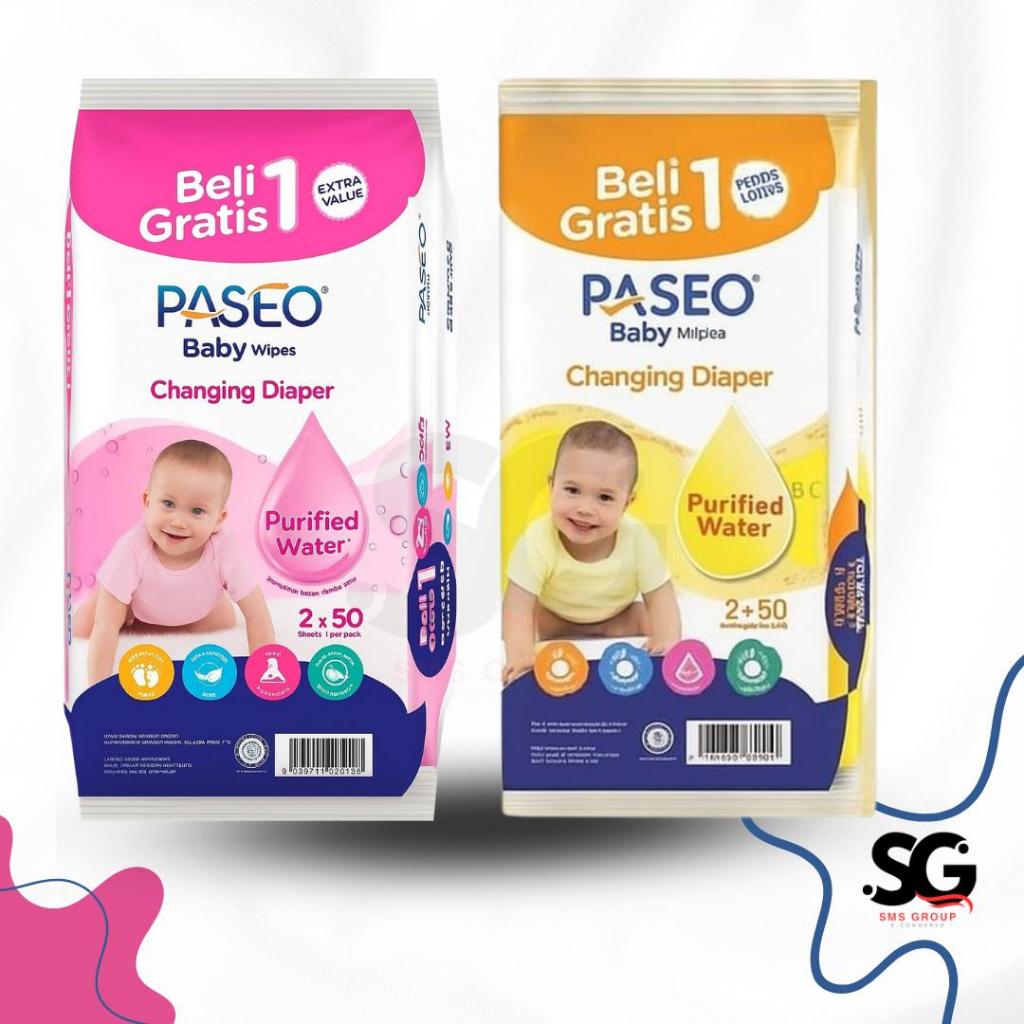 Jual ( Beli 1 gratsi 1)Tisu Basah Paseo baby wipes 50+50 sheet- paseo ...