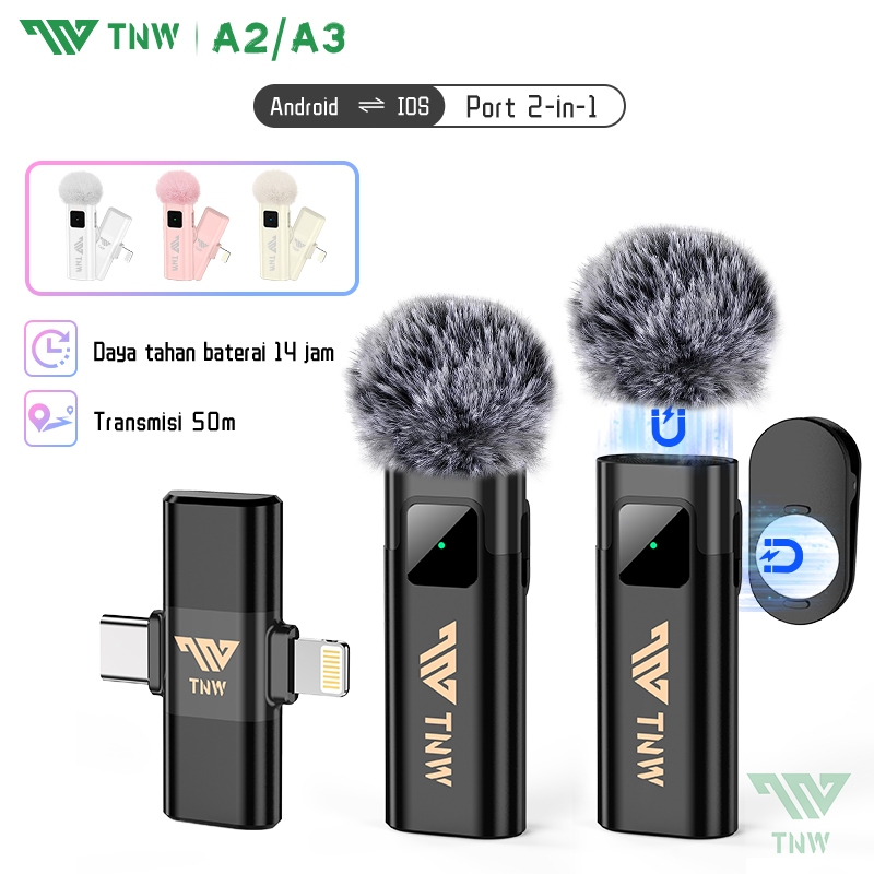 Jual TNW A2/A3 2 In 1 Wireless Microphone Magnetic Lavalier Mikrofon HP ...