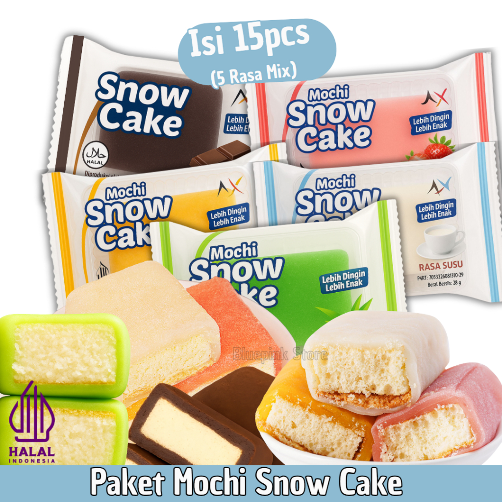 Jual PAKET PROMO MOCHI SNOW CAKE BELI 12 + 3 ISI MIX RASA Strawberry ...