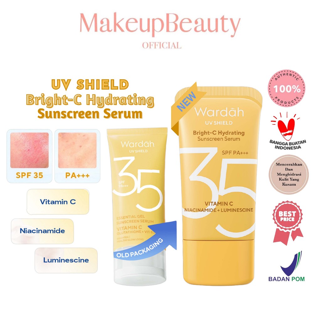 Jual WARDAH UV Shield Bright-C Hydrating Sunscreen Serum SPF 35 PA+++ 40ml - Semua Jenis Kulit ...