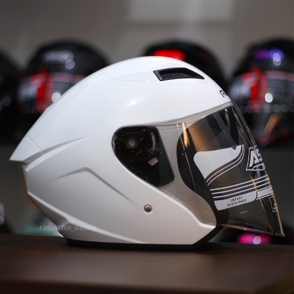 Jual ASCA HELM X5 SOLID WHITE | SINGLE VISOR LIGHTSMOKE | Shopee Indonesia