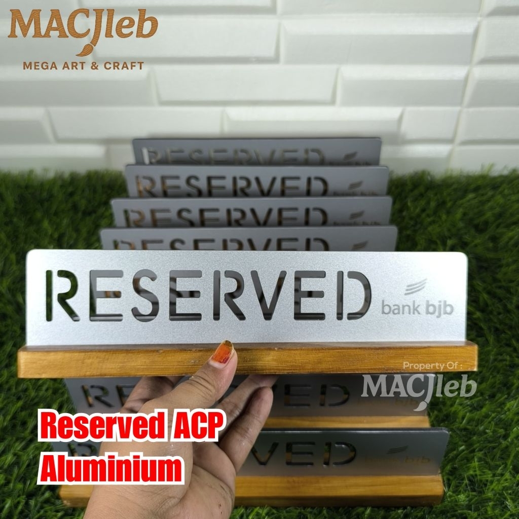 Jual [ MACJleb ] Tulisan Reserved Table Sign ACP Silver Aluminium ...